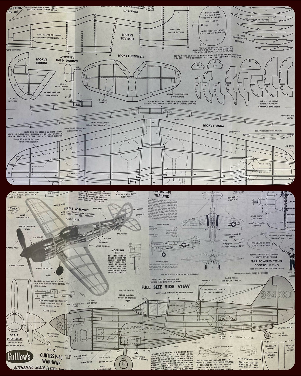 Guillows Curtiss P-40 Warhawk Balsa Wood Kit – Coyote Hobby
